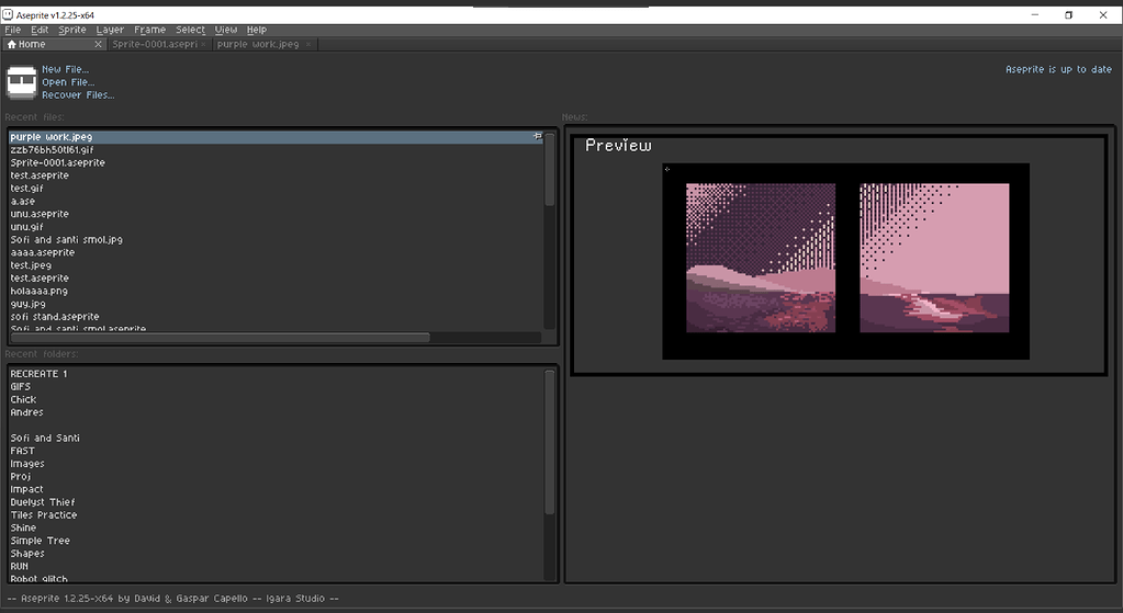 Recent Files Preview Features Aseprite Community 