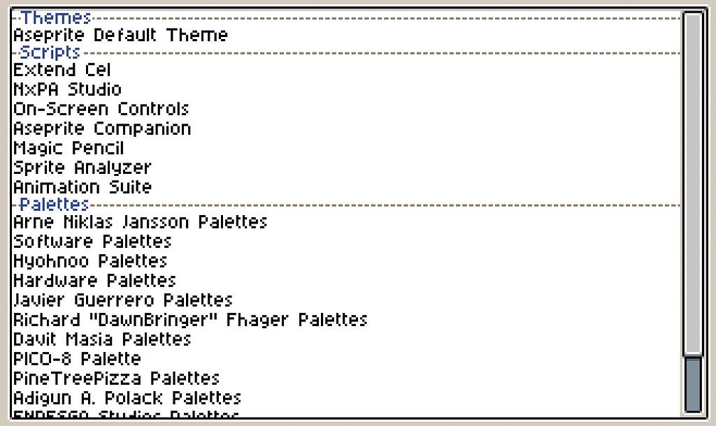 Can I add a separator to a dialog combobox? - Scripts & Extensions - Aseprite Community