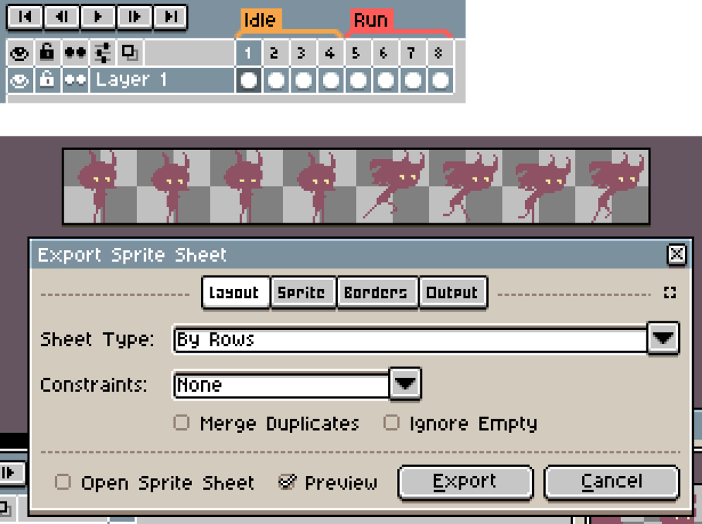 Can't Export Spritesheet By Row - Help - Aseprite Community Can't Export Spritesheet By Row - Help - Aseprite Community