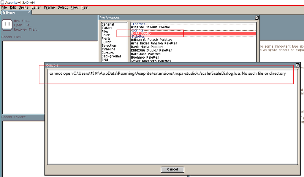 Adding extension failed - Help - Aseprite Community