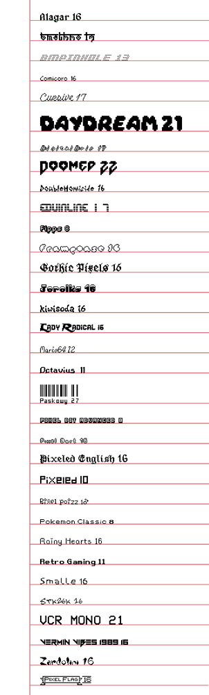 Compilation of fonts and palettes! - Guides - Aseprite Community