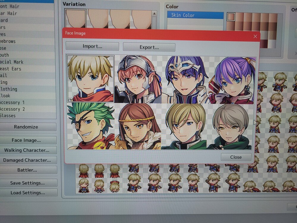Cant change default face image in character generator - Aseprite Community