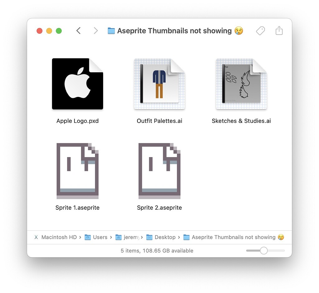 macOS Finder Quicklook Thumbnails not showing - Bug Reports - Aseprite Community