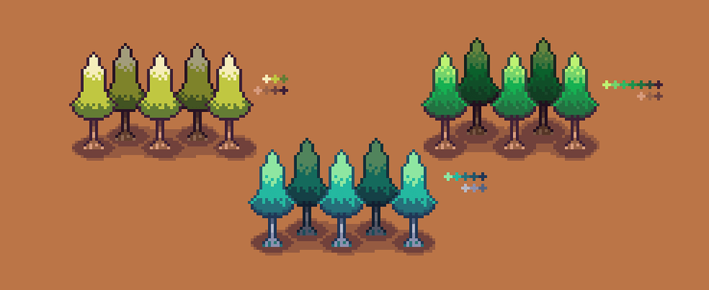 Tree study! i tried smaller sprite, this is my 2nd pixel art ...