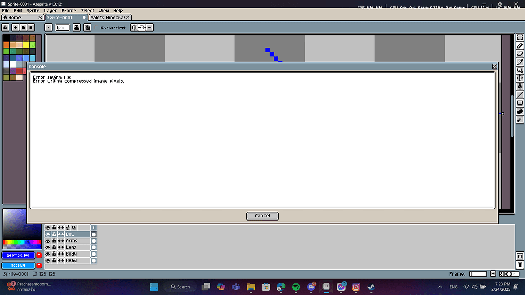 I can't save my file, please HELP! - Bug Reports - Aseprite Community