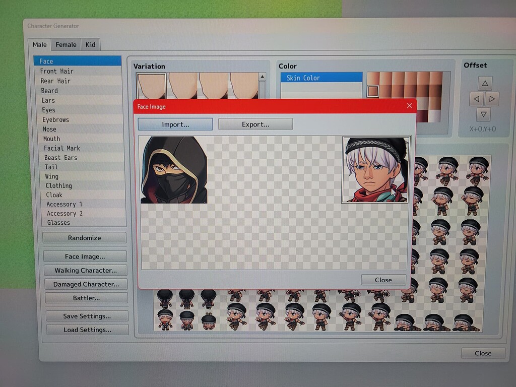 Cant change default face image in character generator - Aseprite Community