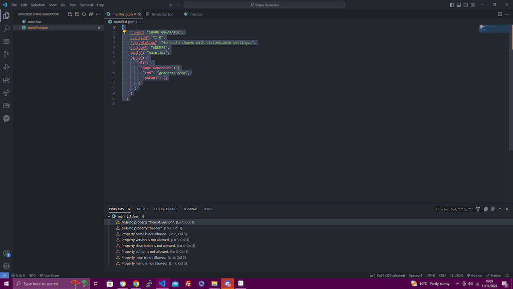 Error parasing my json: unexpected imput extention but it matches format - Scripts & Extensions ...