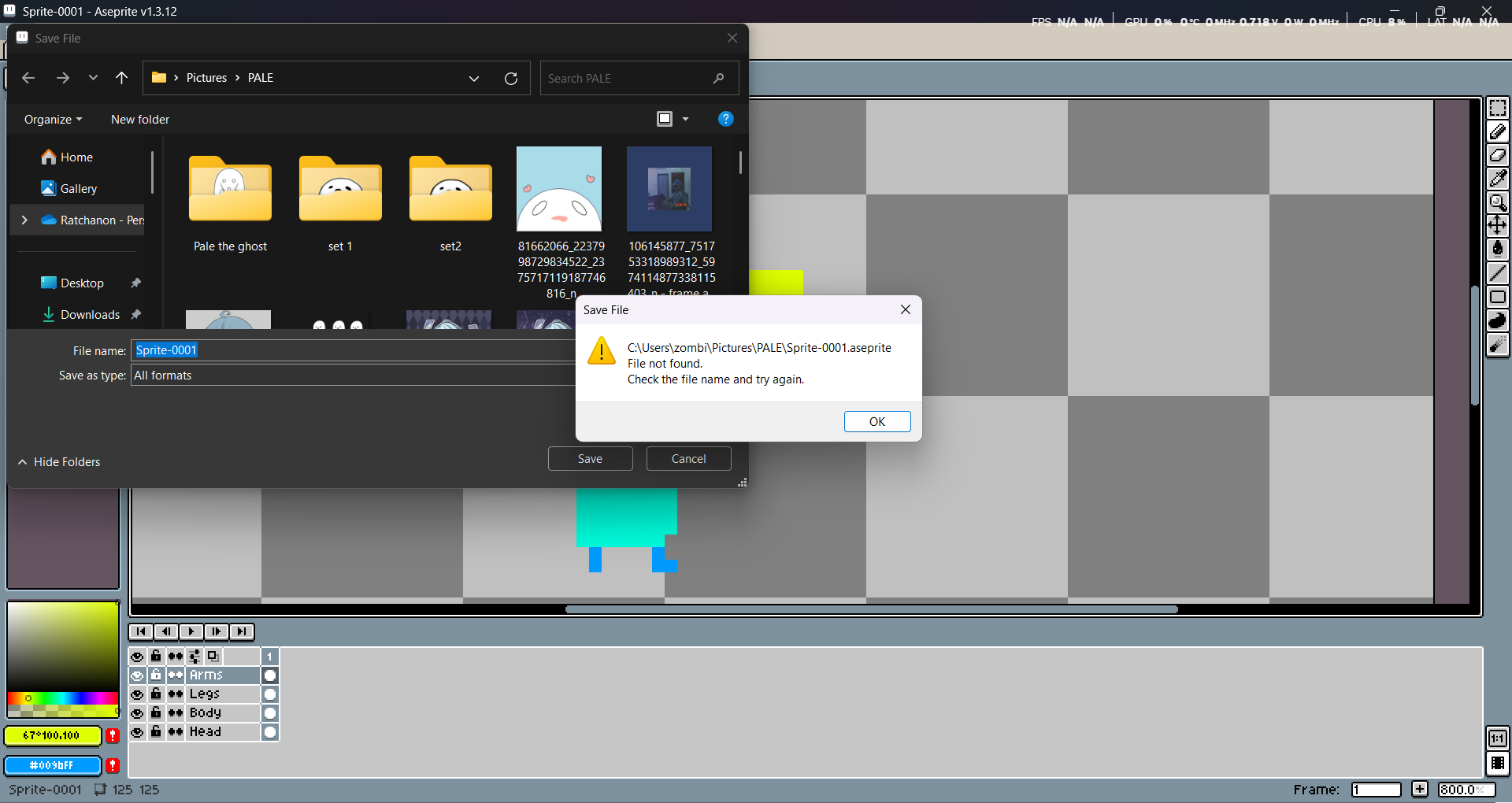 I can't save my file, please HELP! - Bug Reports - Aseprite Community